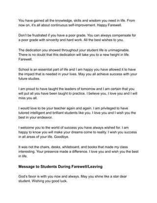 100 Remarkable Message for Student Teacher Leaving 2023.pdf ...