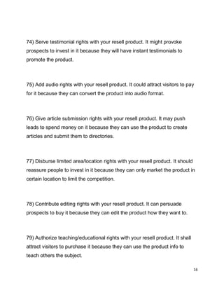 100 RESELL RIGHTS SELLING FORMULAS | PDF