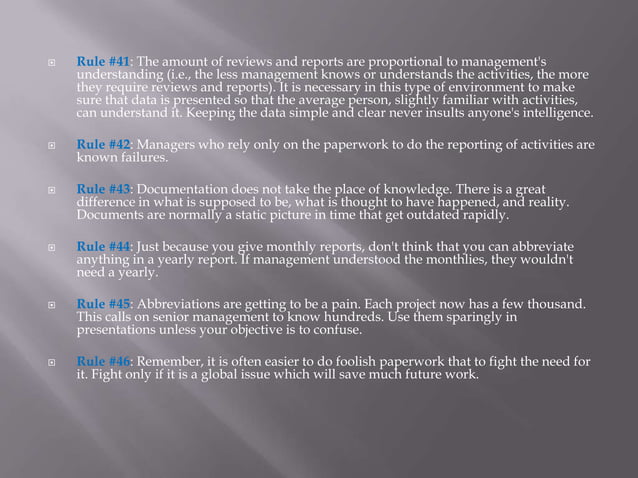 100 rules for nasa project managers | PPT