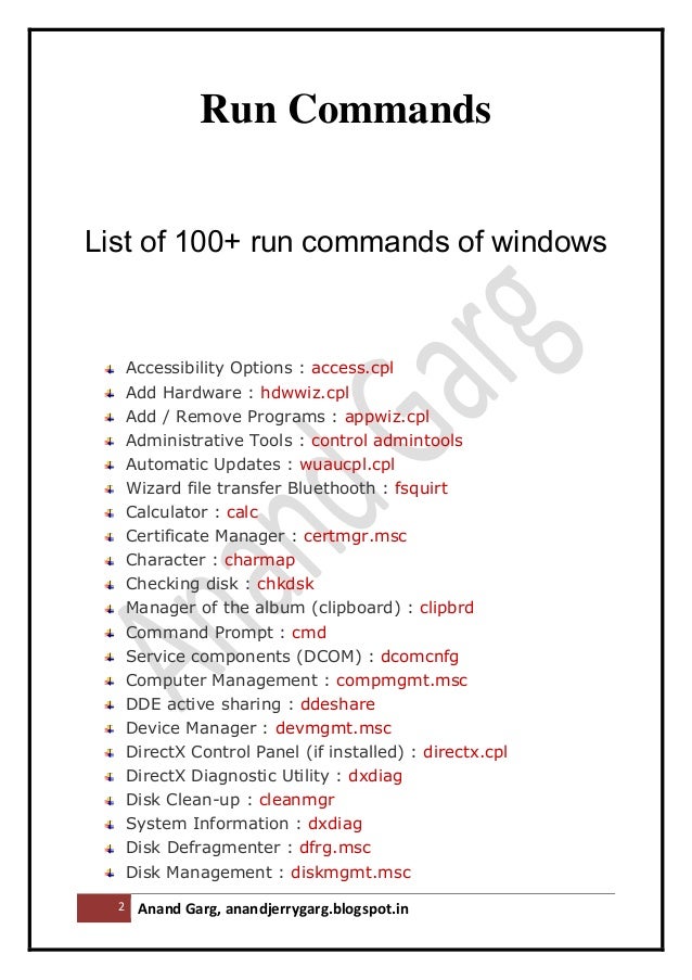 100+ run commands for windows