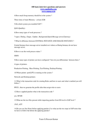 100 sap basis_interviwe_questions | PDF
