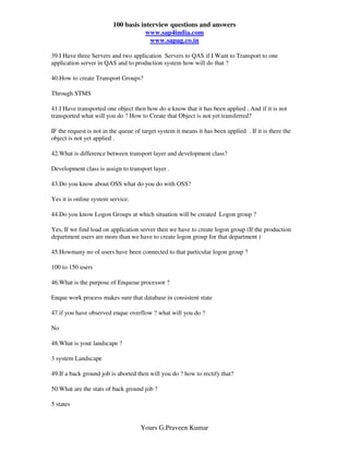 100 sap basis_interviwe_questions | PDF