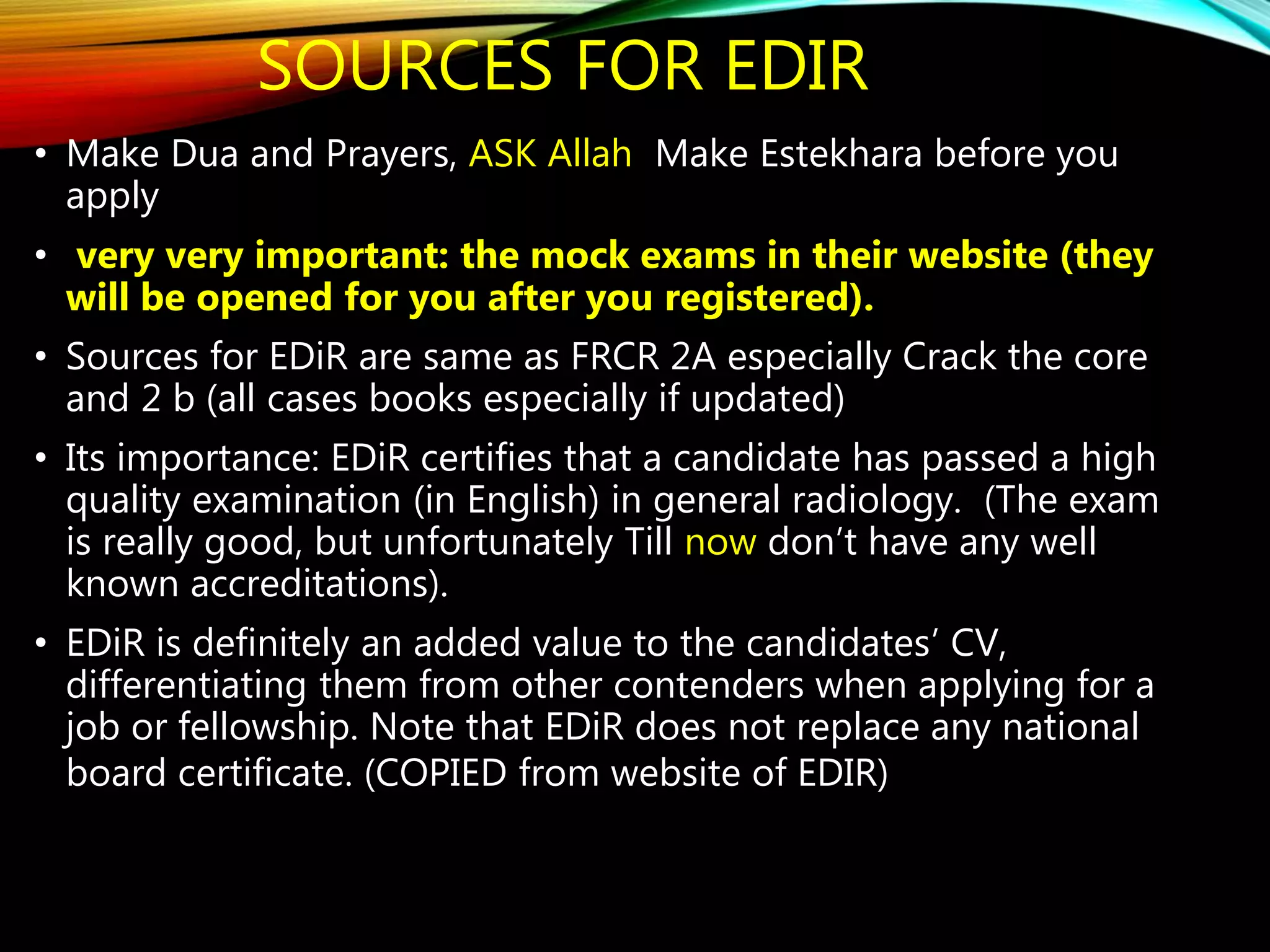 100 slides before EDiR exam | PPTX