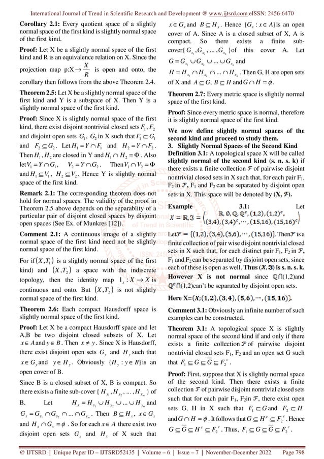 Slightly Normal Topological Spaces of the First Kind and the Second Kind and the Third Kind | PDF