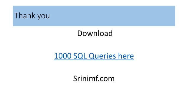 100 sql queries | PPT