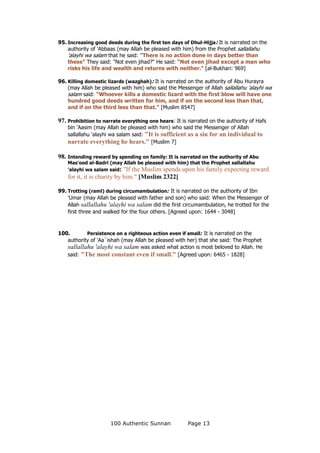 100 Sunnah Acts | PDF