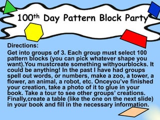 100th day of school pattern blocks | PPT