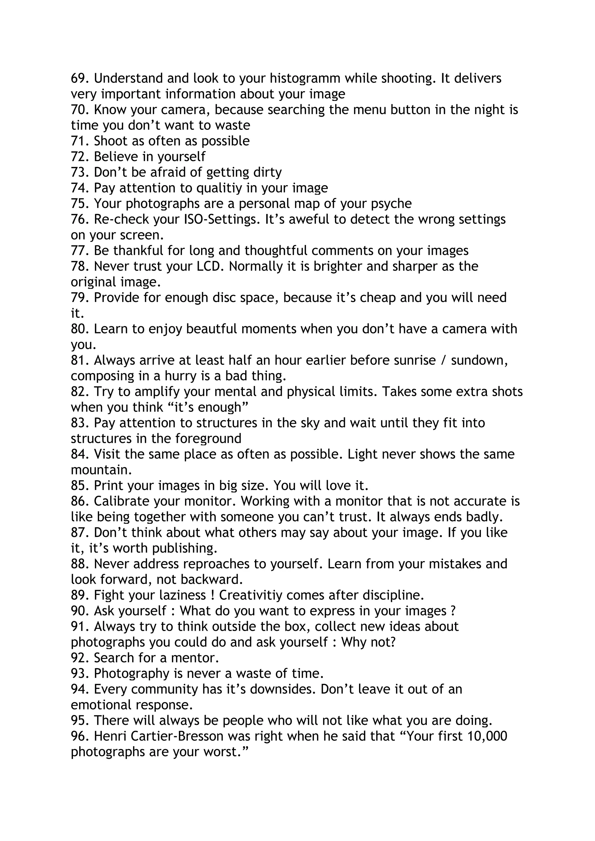 100 things ive learned about photography | PDF