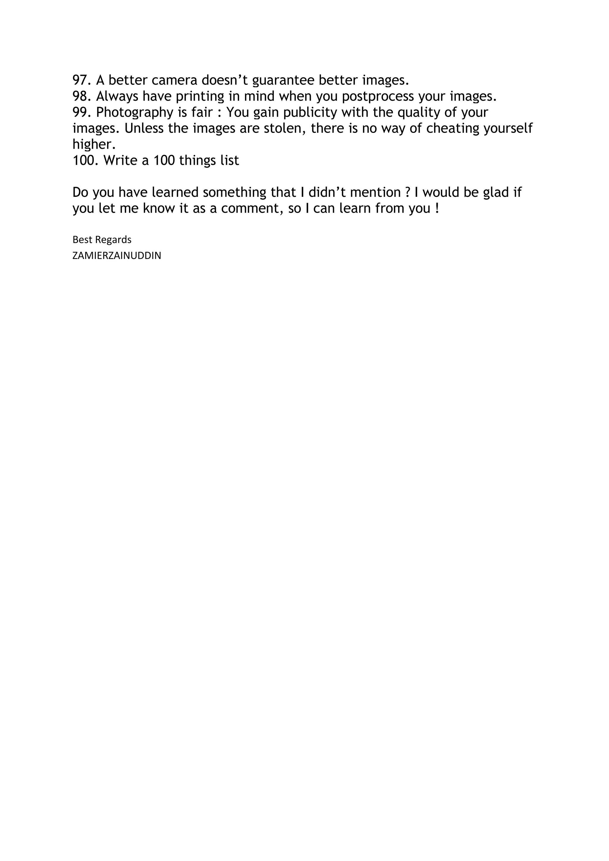 100 things ive learned about photography | PDF