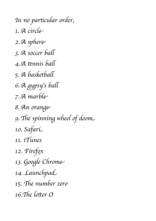 Spherical Objects List