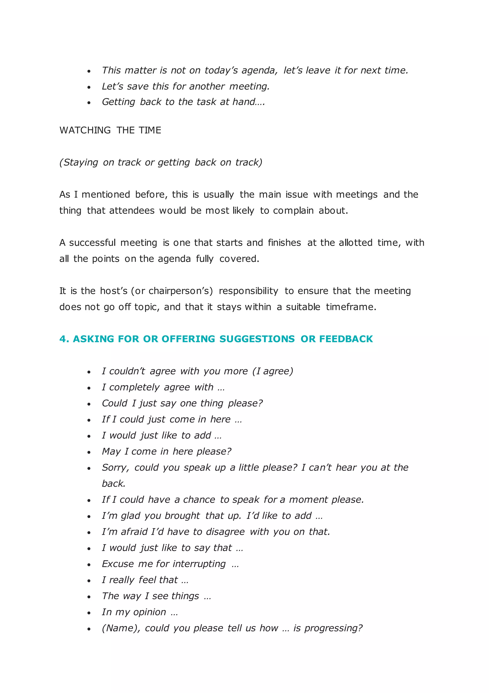 100+ useful phrases for running a Business Meeting | DOCX