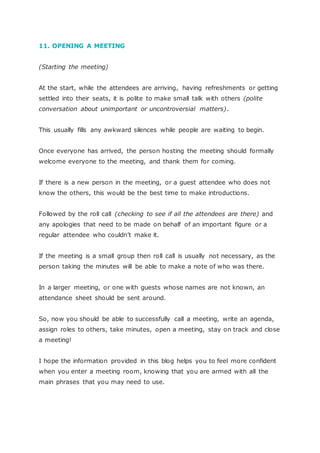 100+ useful phrases for running a Business Meeting | DOCX