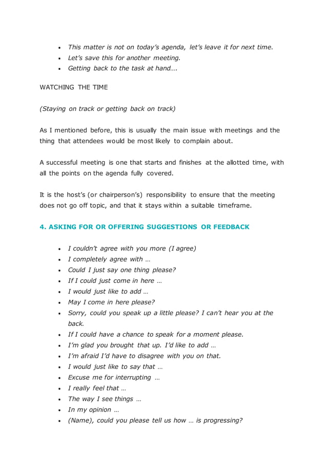 100+ useful phrases for running a Business Meeting | DOCX | Resume ...