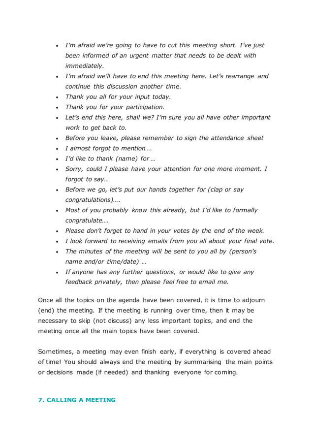 100+ useful phrases for running a Business Meeting | DOCX | Resume ...