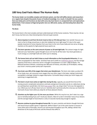 100 very cool facts about the human body | DOC