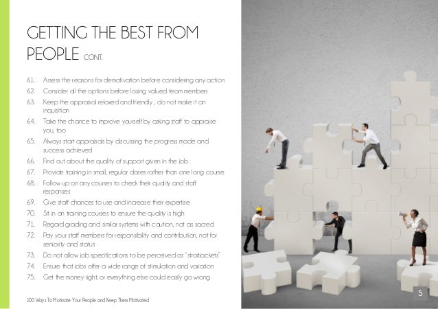 100 ways to motivate your people and keep them motivated