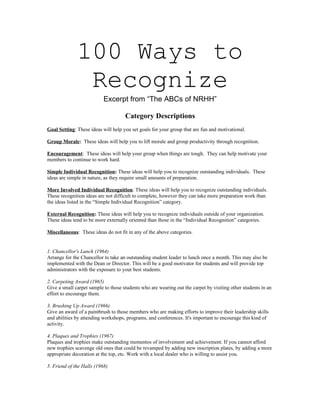 100 Ways To Recognize | DOC