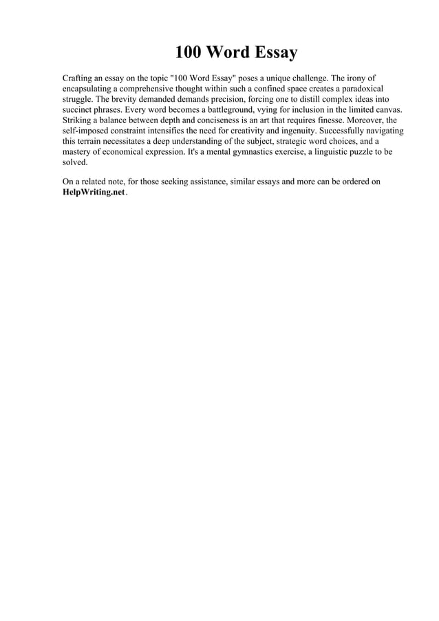 100 Word Essay | PDF