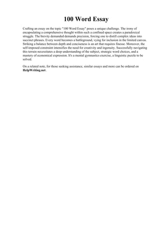 100 Word Essay | PDF