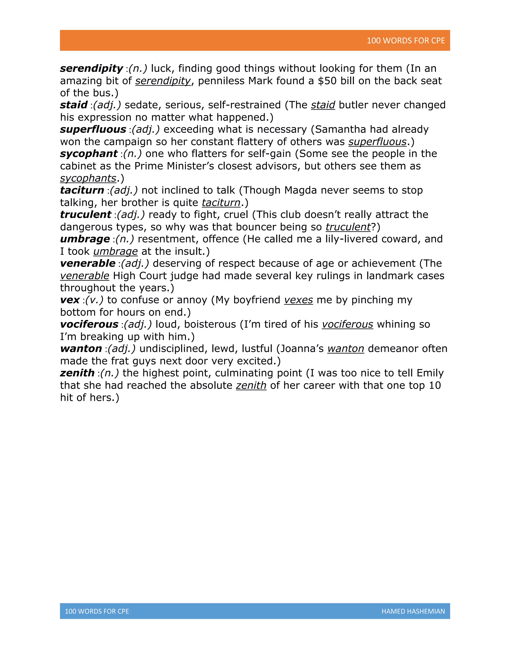 100 words for CPE | PDF