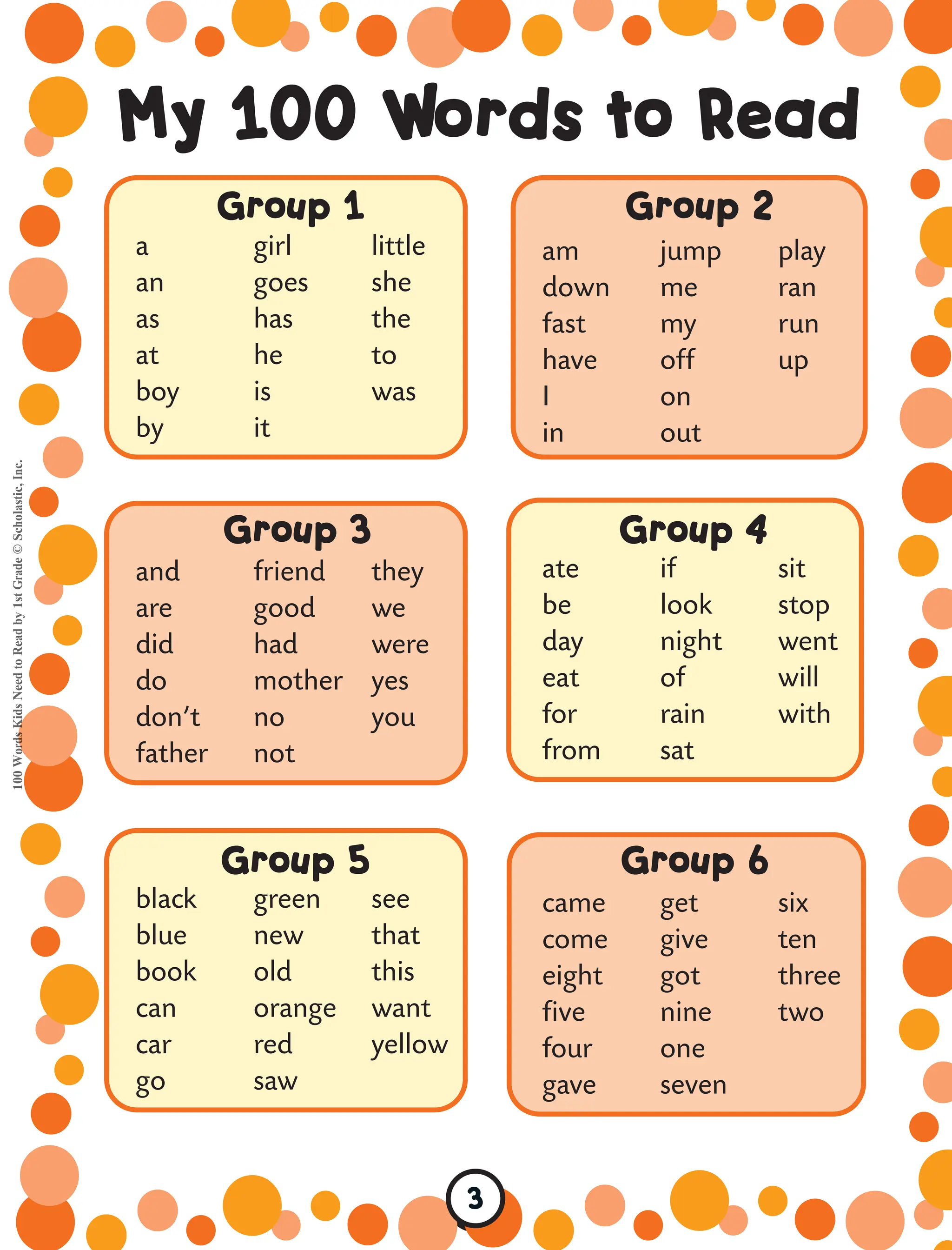 100 Words Kids Need to Read by 1st Grade Sight Word Practice to Build ...