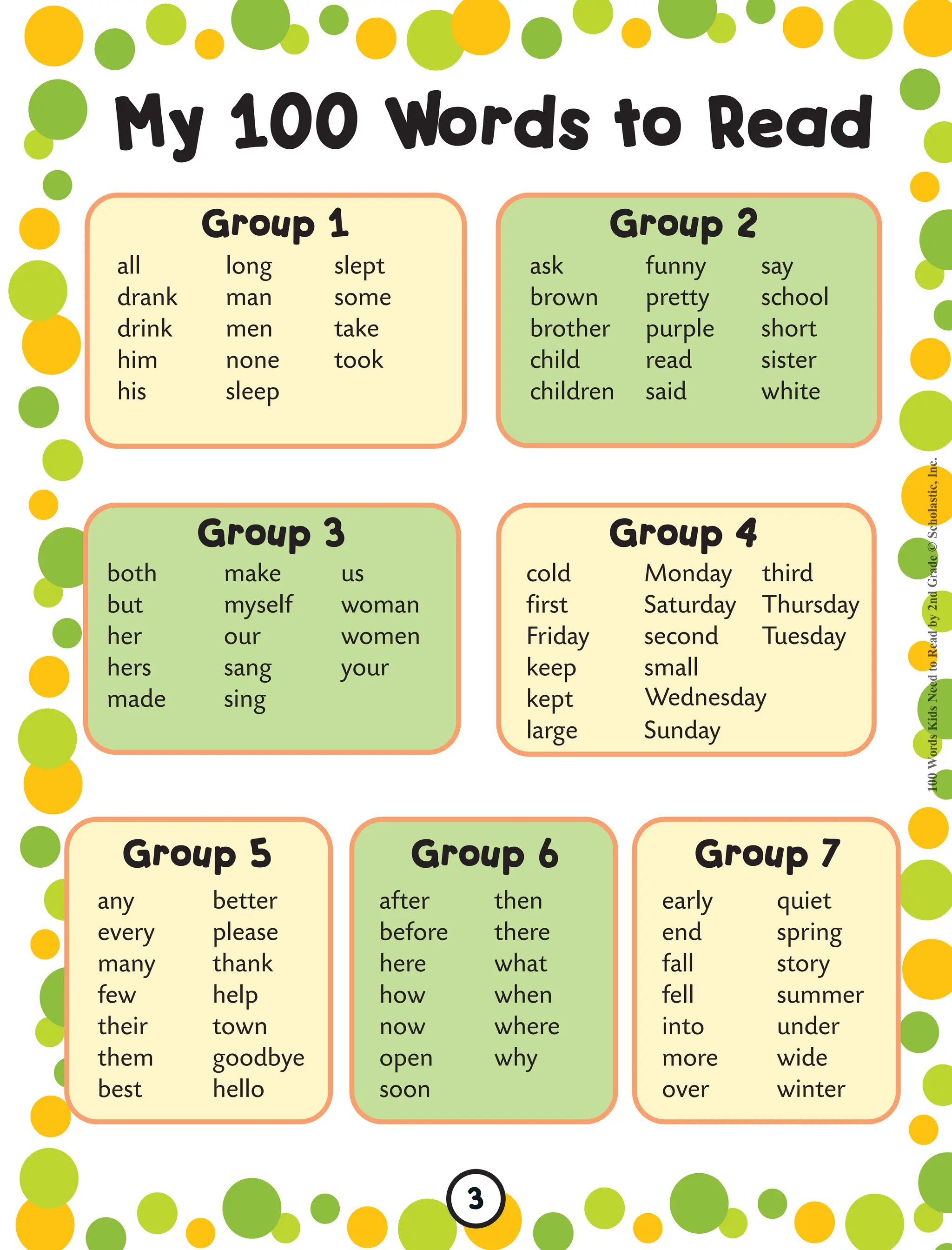 100 Words Kids Need to Read by 1st Grade Sight Word Practice to Build ...