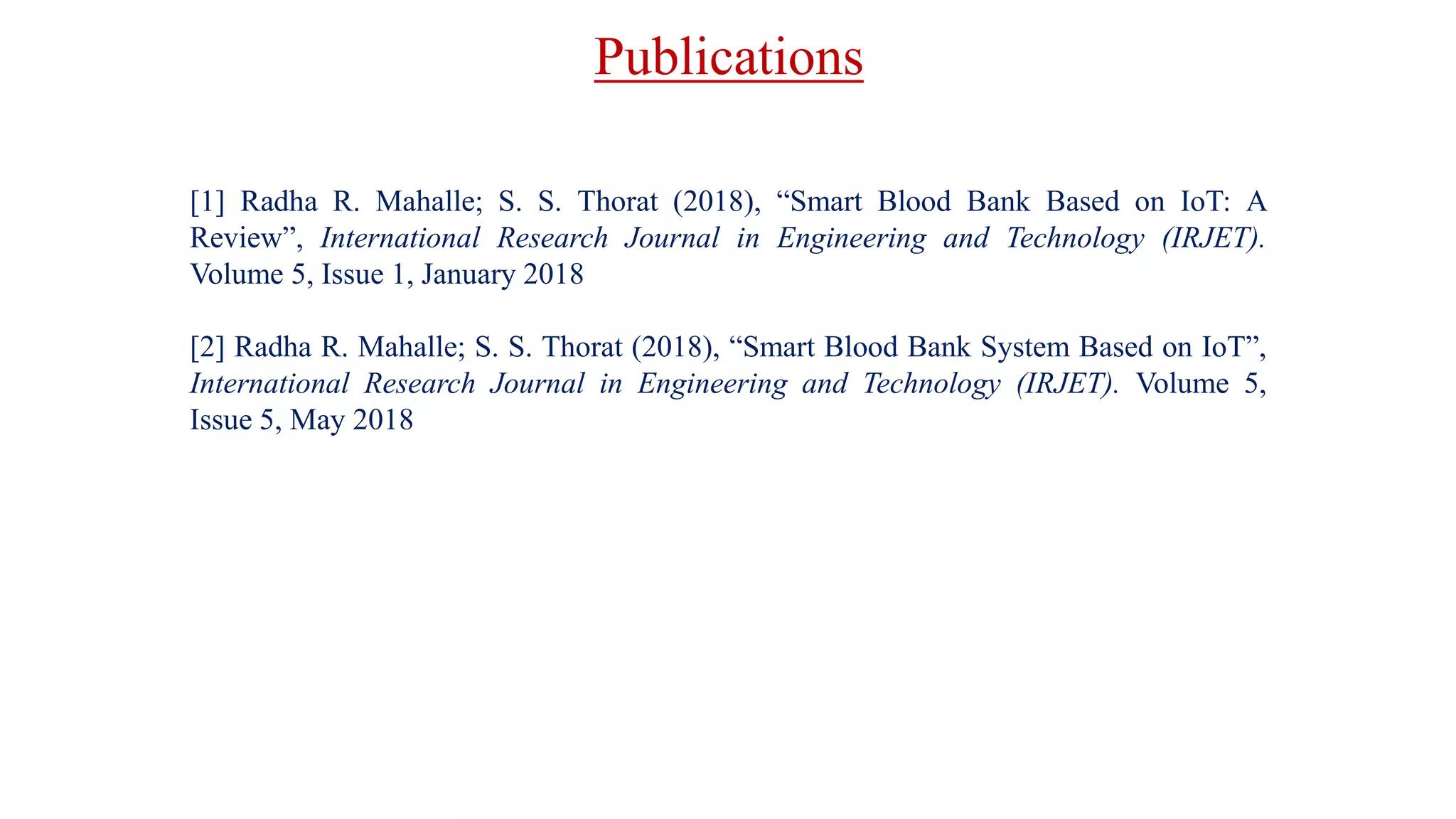 Smart Blood Bank System Based on IoT | PPTX