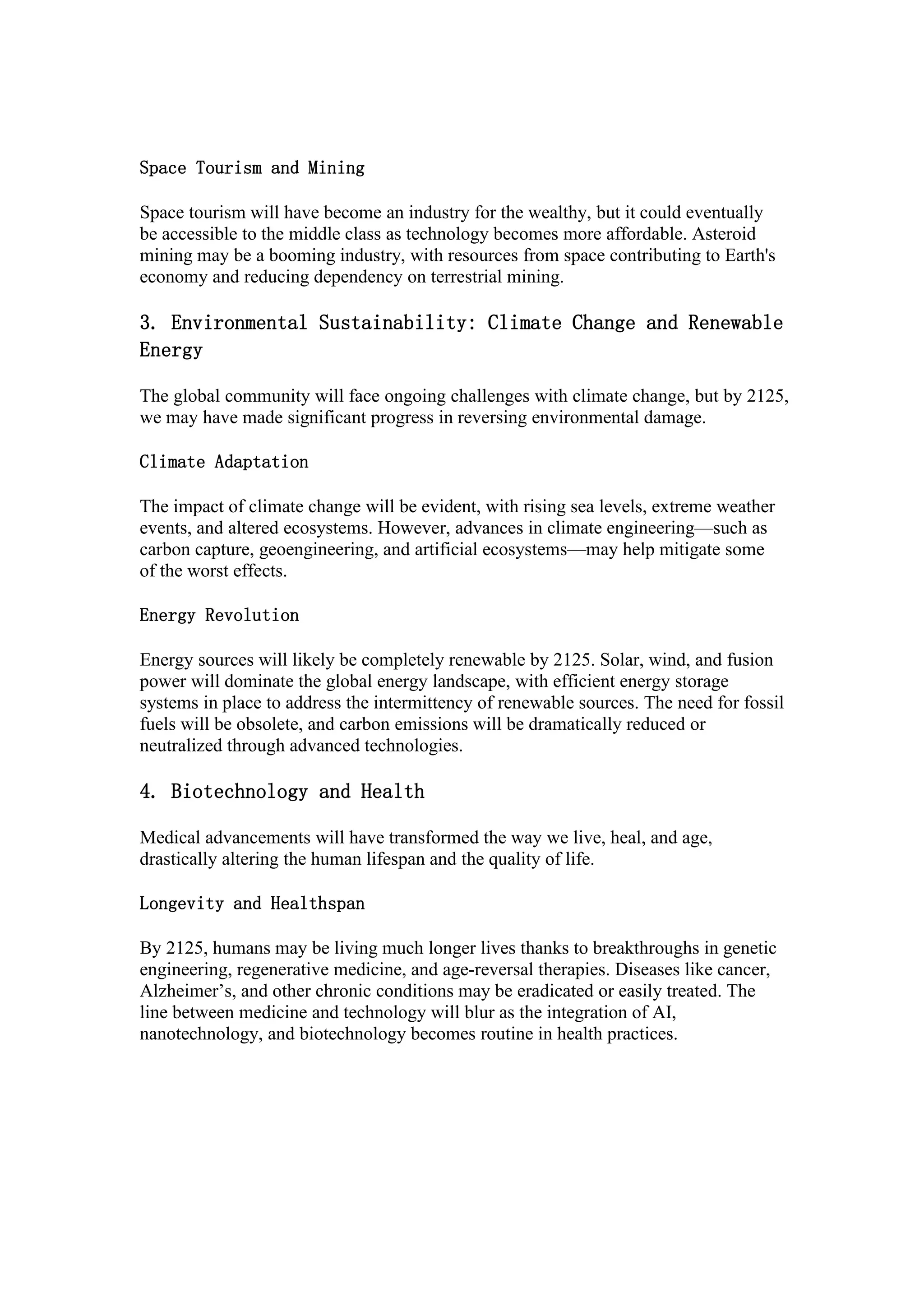 100 Years From Now: Projecting the Year 2125 | PDF