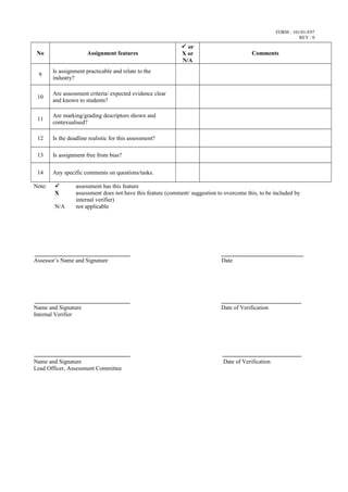 101 01-f07 assessment checklist | DOC
