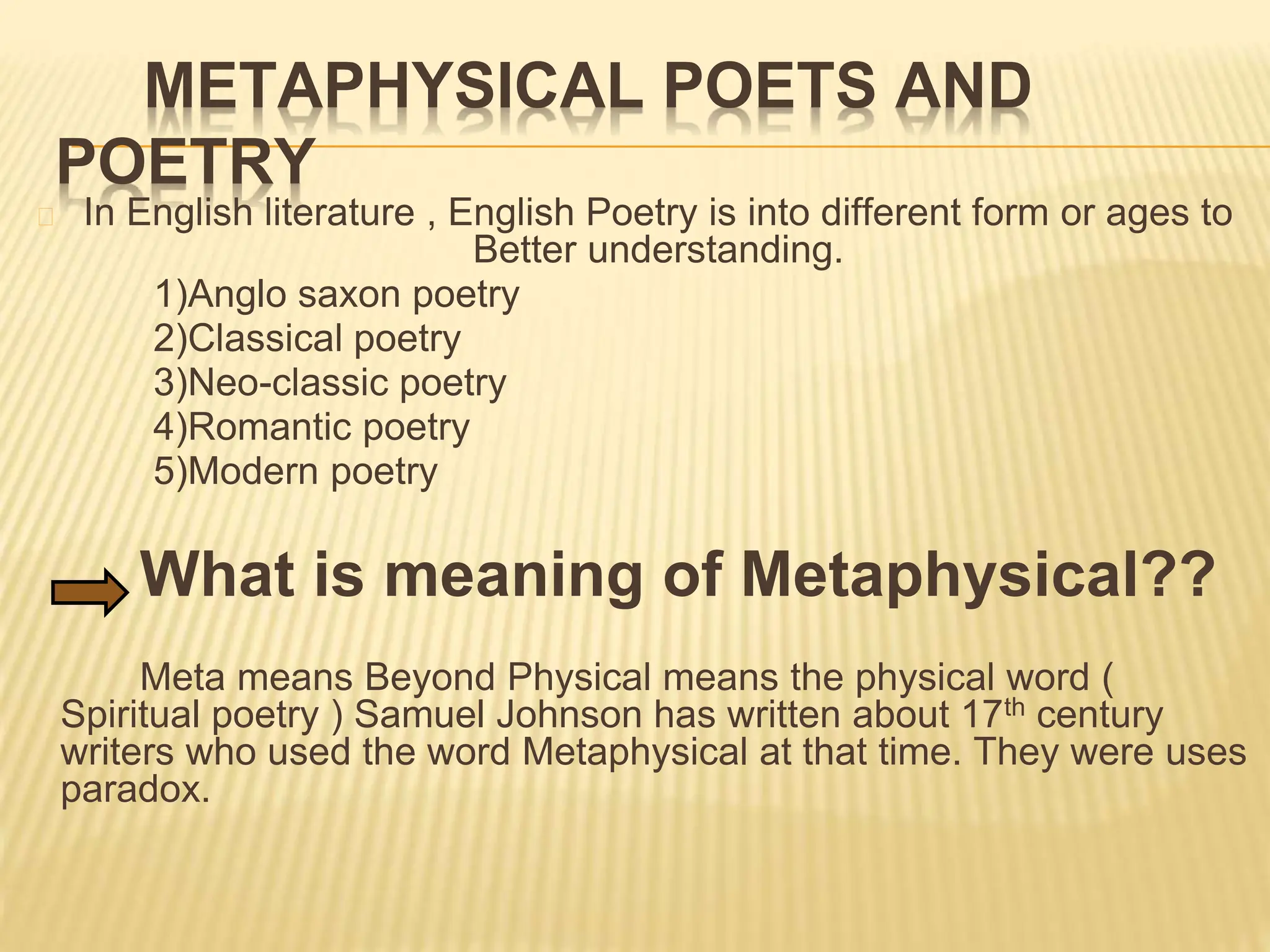 Paper no.101.presentation on Metaphysical Poets & Poetry | PPT