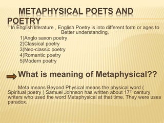 Paper no.101.presentation on Metaphysical Poets & Poetry | PPT