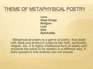 Paper no.101.presentation on Metaphysical Poets & Poetry | PPTX