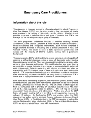 Emergency Care Practitioners Information Pack | PDF