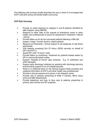 Emergency Care Practitioners Information Pack | PDF