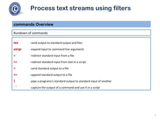 101 3.4 use streams, pipes and redirects | PPT