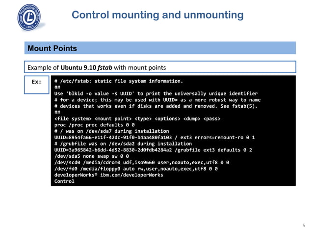101 4.3 control mounting and unmounting of filesystems | PPT