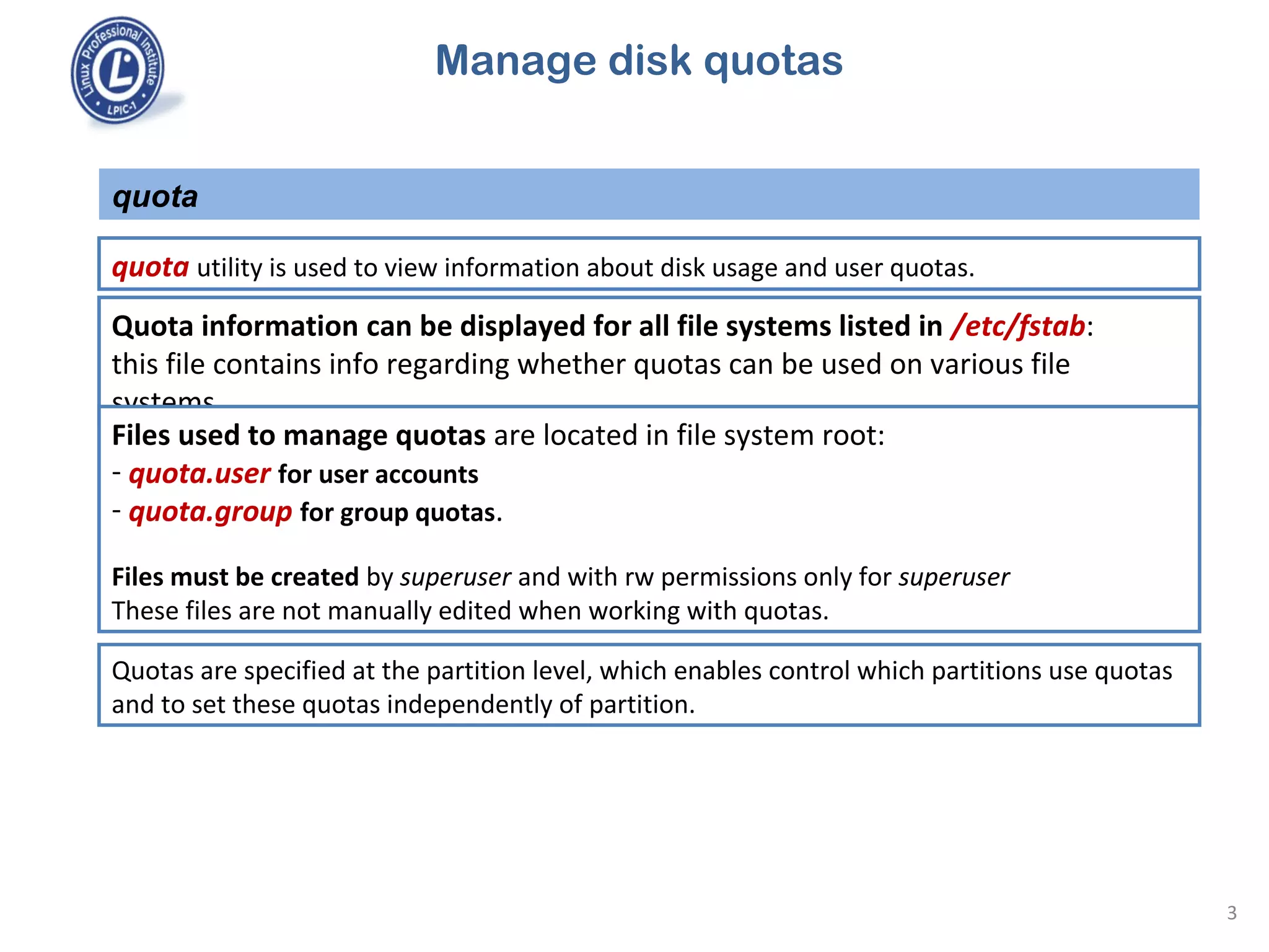 101 4.4 manage disk quotas | PPT
