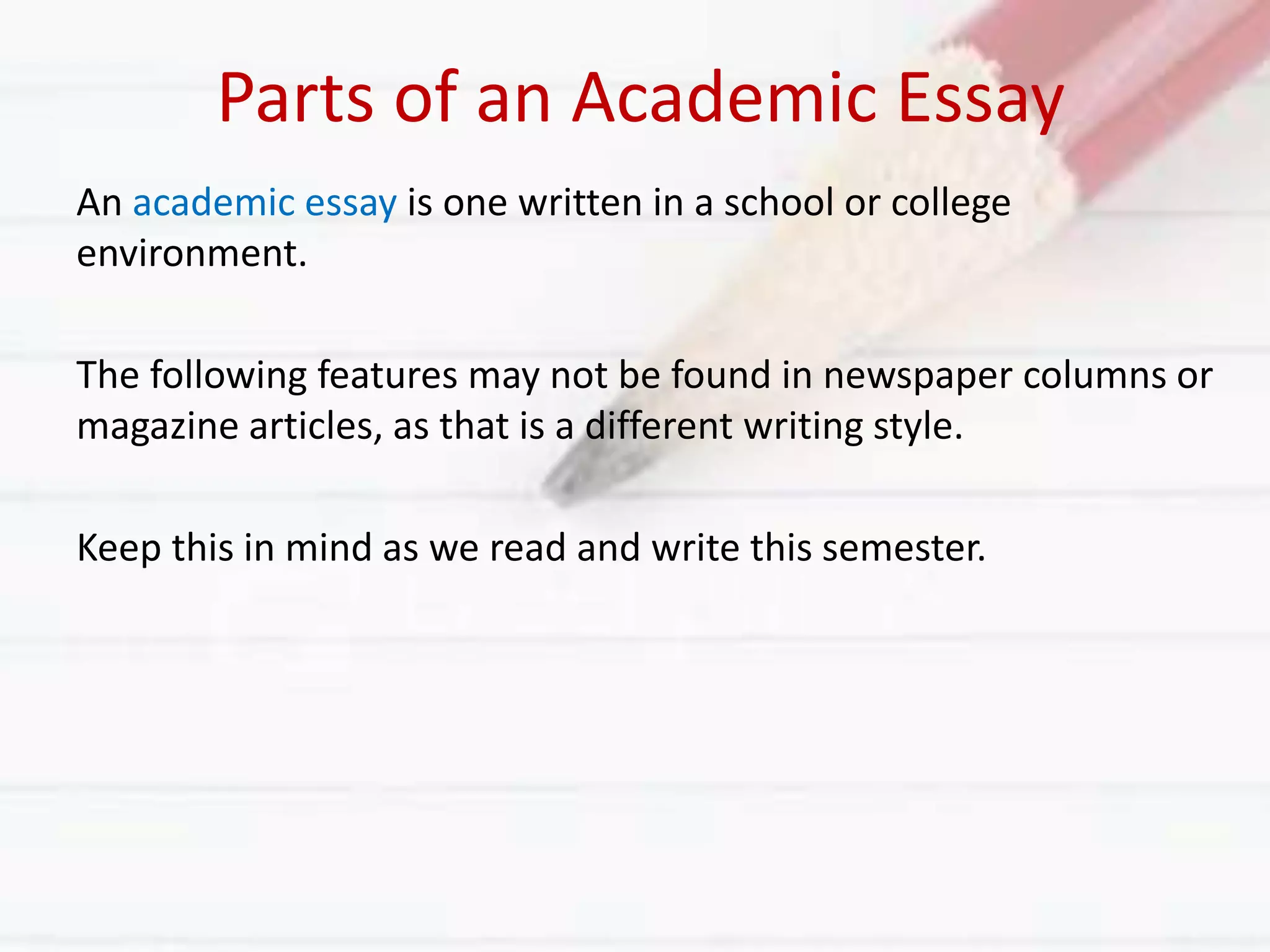 ENG 101: Parts of an Essay | PPTX
