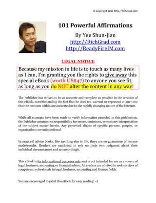 101 Powerful Affirmations | PDF | Wellness | Healthy Living
