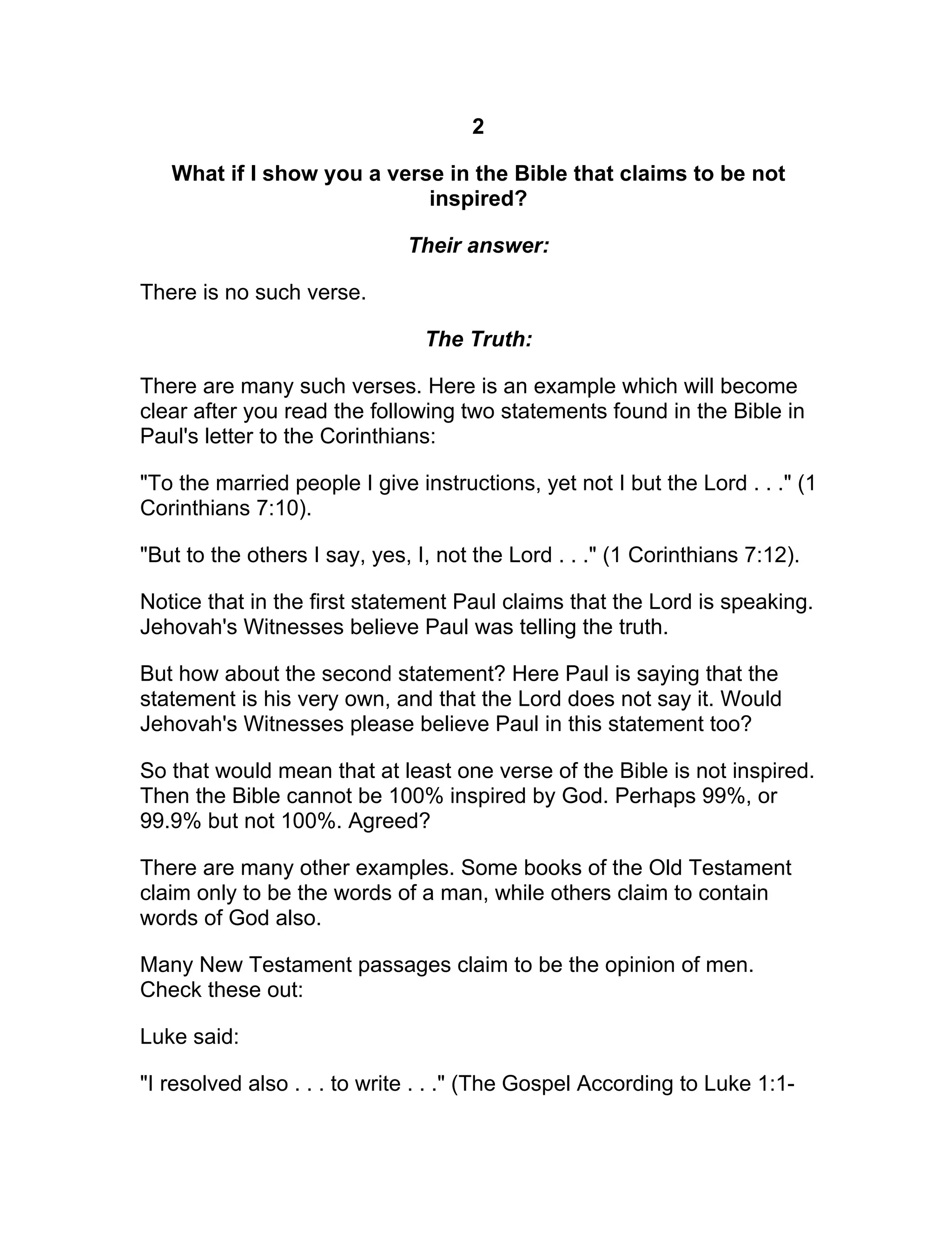 101 Questions for Jehovah Witnesses | PDF