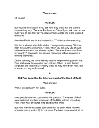 101 Questions for Jehovah Witnesses | PDF