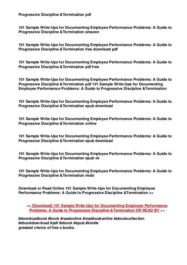 101 Sample Write-Ups for Documenting Employee Performance Problems: A ...
