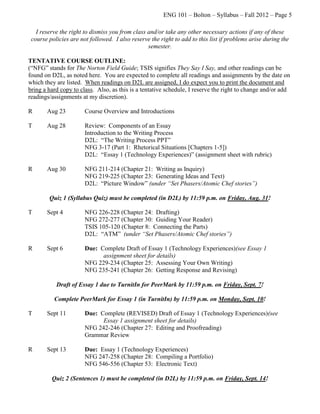 English 101 Syllabus Fall 2012 | DOCX
