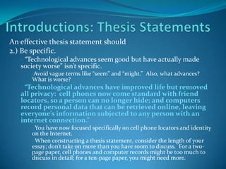 ENG 101 Research Paper: Writing Introductions and Thesis Statements | PPT
