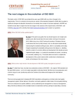 The next stages in the evolution of ISO 9001
