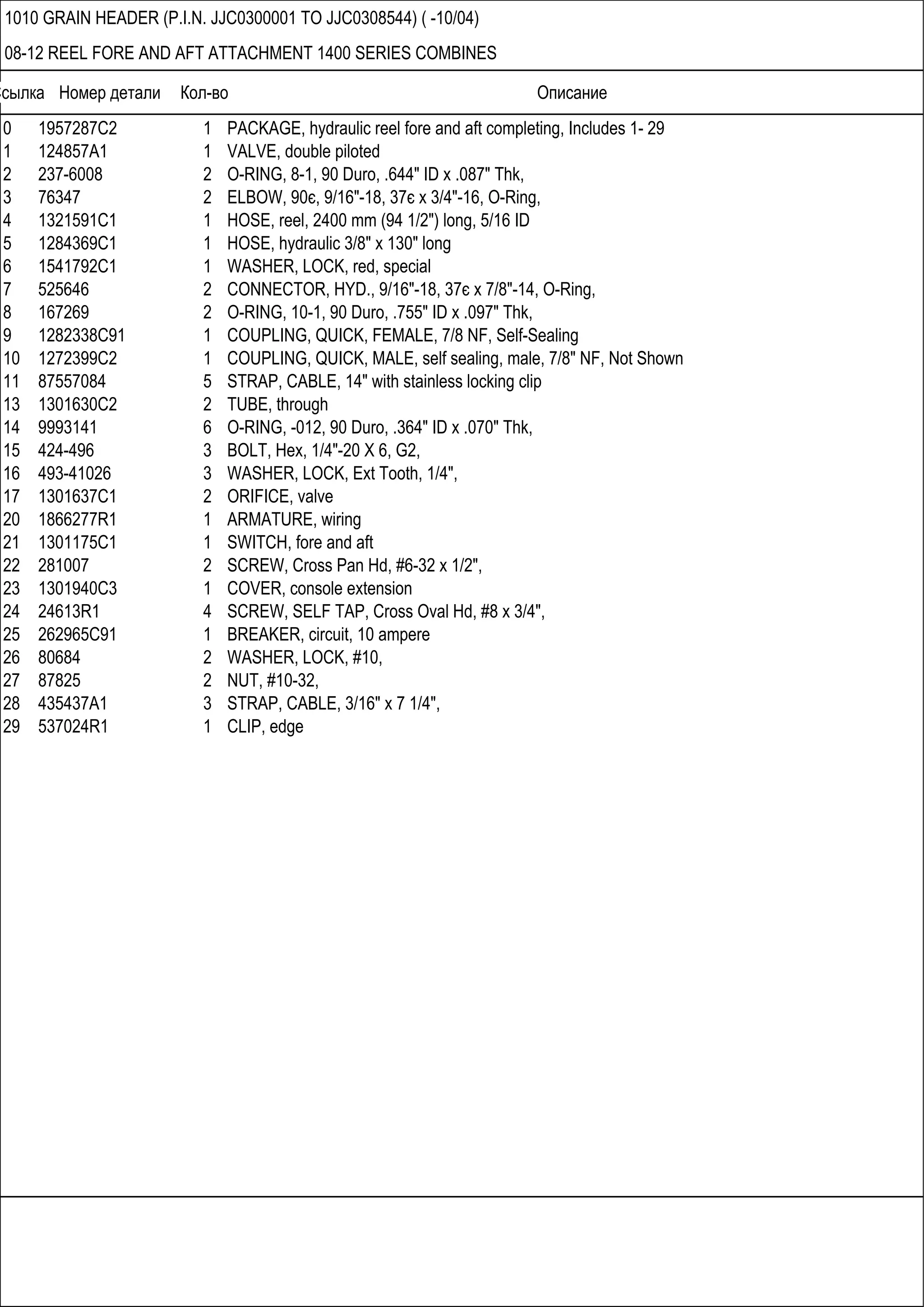 CASE 1010 GRAIN HEADER parts catalog | PDF