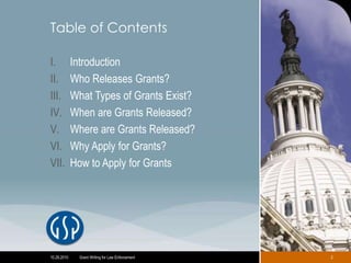 Grant Writing for Law Enforcement | PPTX