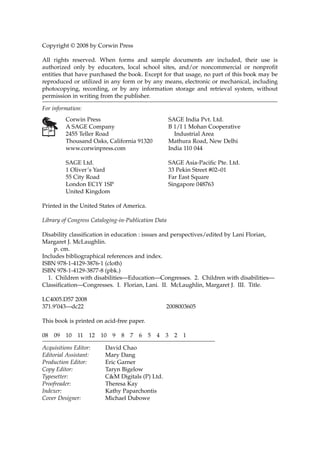 Disability Classification In Education Issues And Perspectives Lani ...