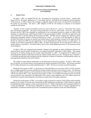 Mekesson Quarterly Reports 2008 3rd | PDF