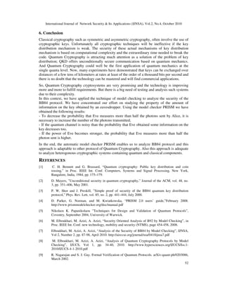 VERIFICATION OF QUANTUM CRYPTOGRAPHY PROTOCOLS BY MODEL CHECKING1010ijnsa04 | PDF